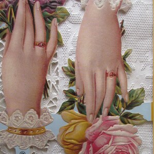 England Vintage Victorian Hands and Bouquets Lithographed Die Cut Paper ...