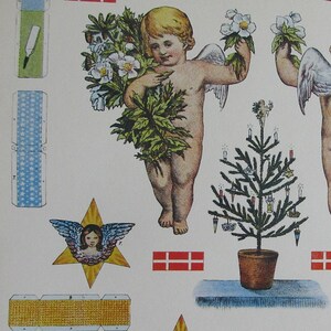 Vintage Denmark Christmas Angels Gnomes Tomte Paper Cones Craft Sheet ...
