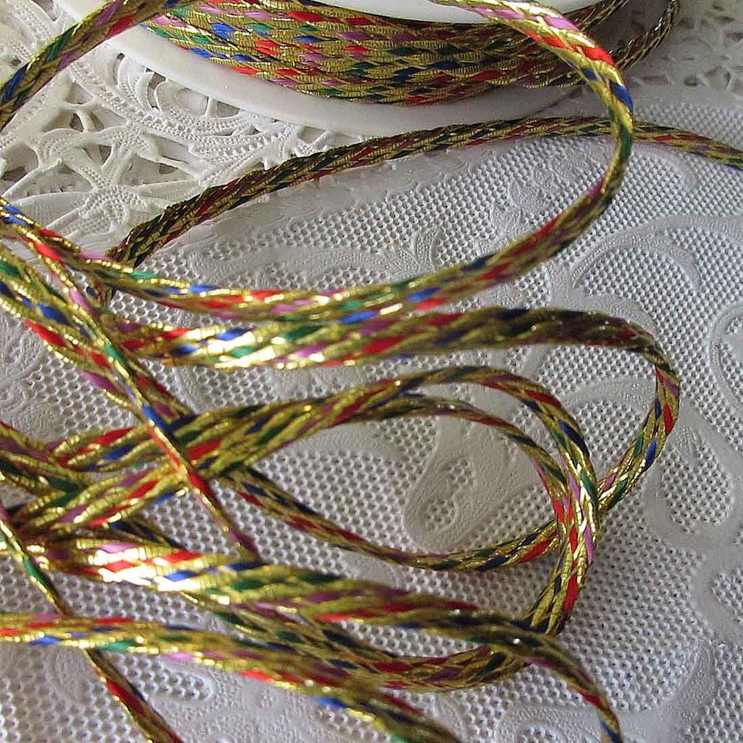 4 Yards Very Narrow Czech Metallic Multi Colored Braid Swing Trim ...