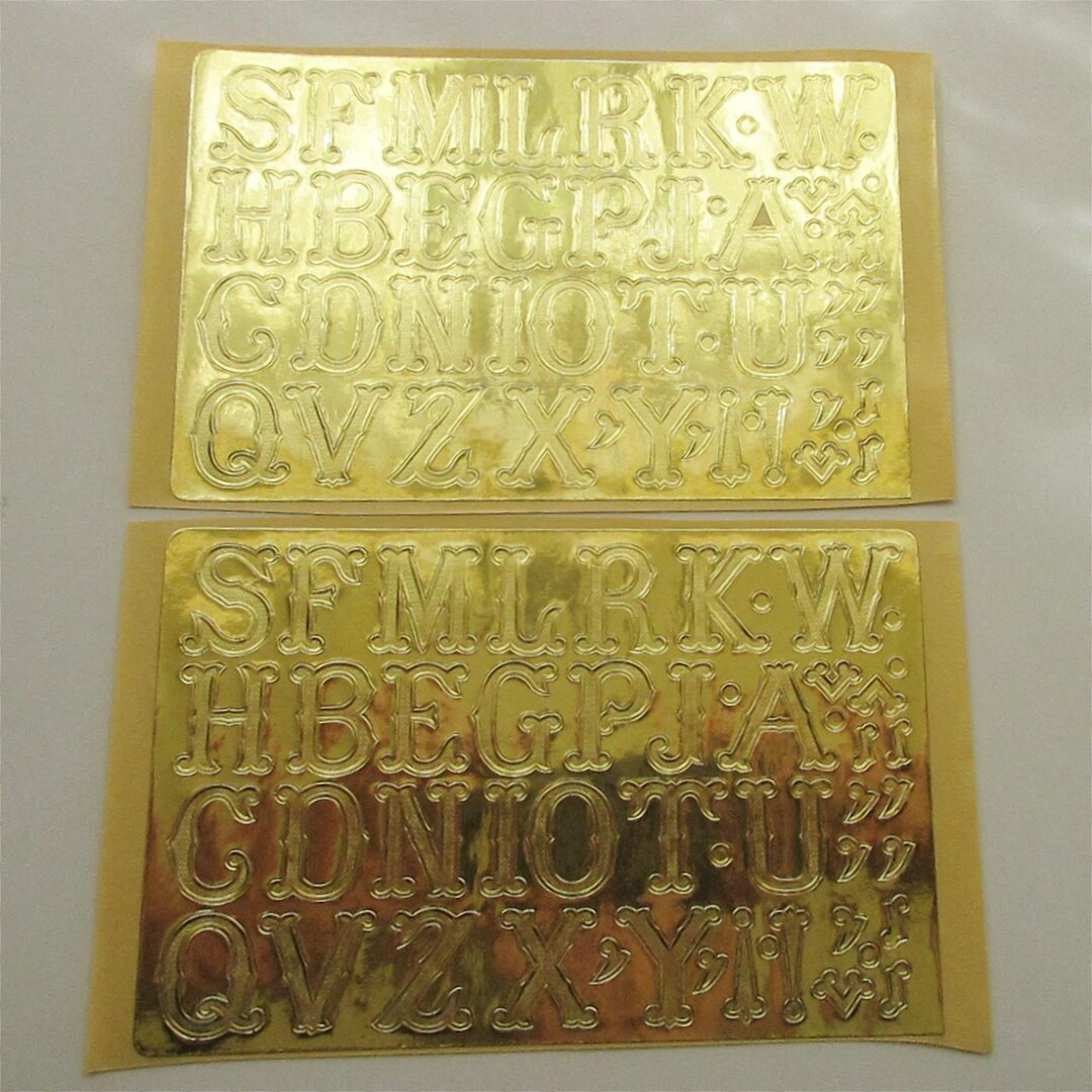 2 Sheets Vintage Gold Foil Alphabet Self Adhesive Nostalgic Stickers ...