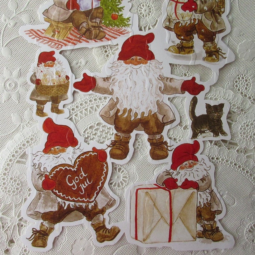Sweden Tomte Tomtar Die Cut Scrap Christmas Paper Scraps Embossed B-2 ...
