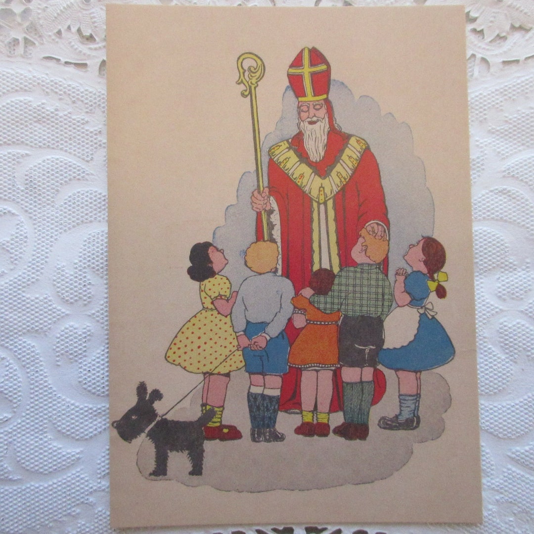 5 Holland Santa Claus Dutch Christmas Postcards Vintage Style Matching ...
