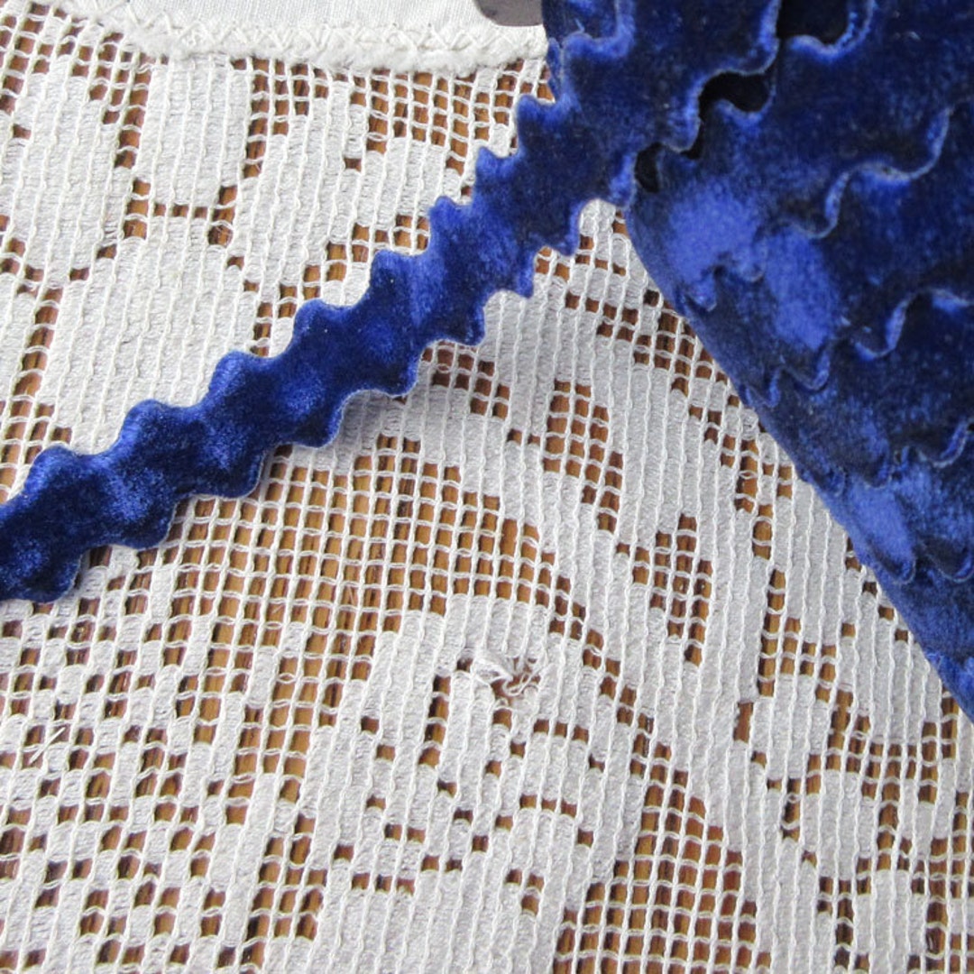 24 Yards Midnight Blue Velvet Ric Rac Ribbon Trim Velveteen Rick Rack ...