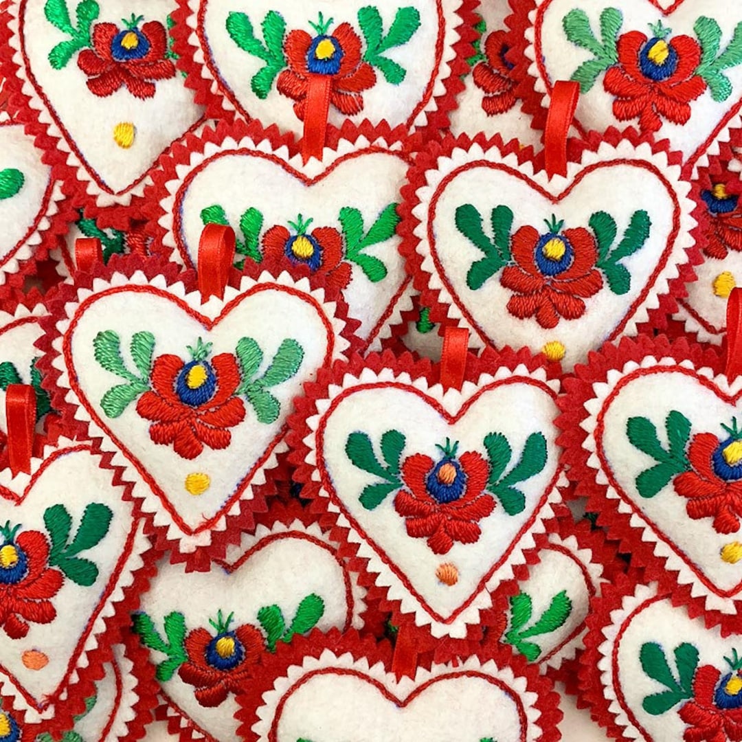 Hungary Embroidered Heart Ornament Kalosca Matyo Hungarian Embroidery ...