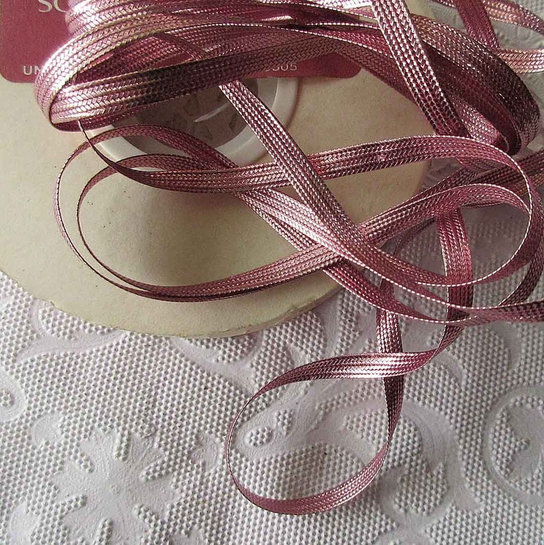 34 Yards Vintage Metallic Narrow Trim 3/16" Wide Light Pink Edging ...