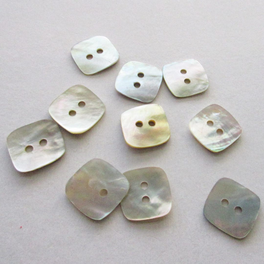 10 Rounded Square Shaped Shell Buttons Mother of Pearl Nacre Button 5/8 ...