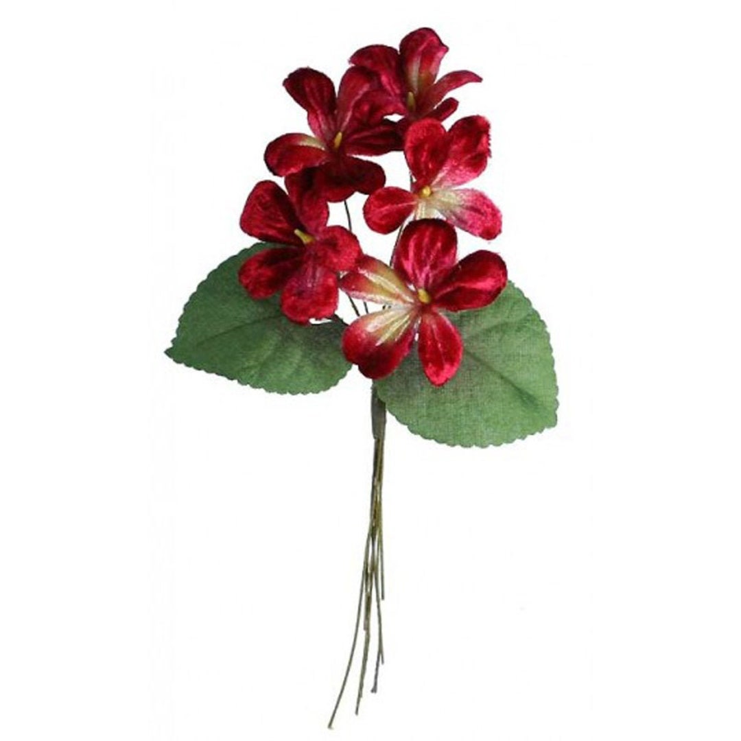 Czech Velvet Violets Millinery 5 Flowers in Ruby Red Ombre NFC034R - Etsy