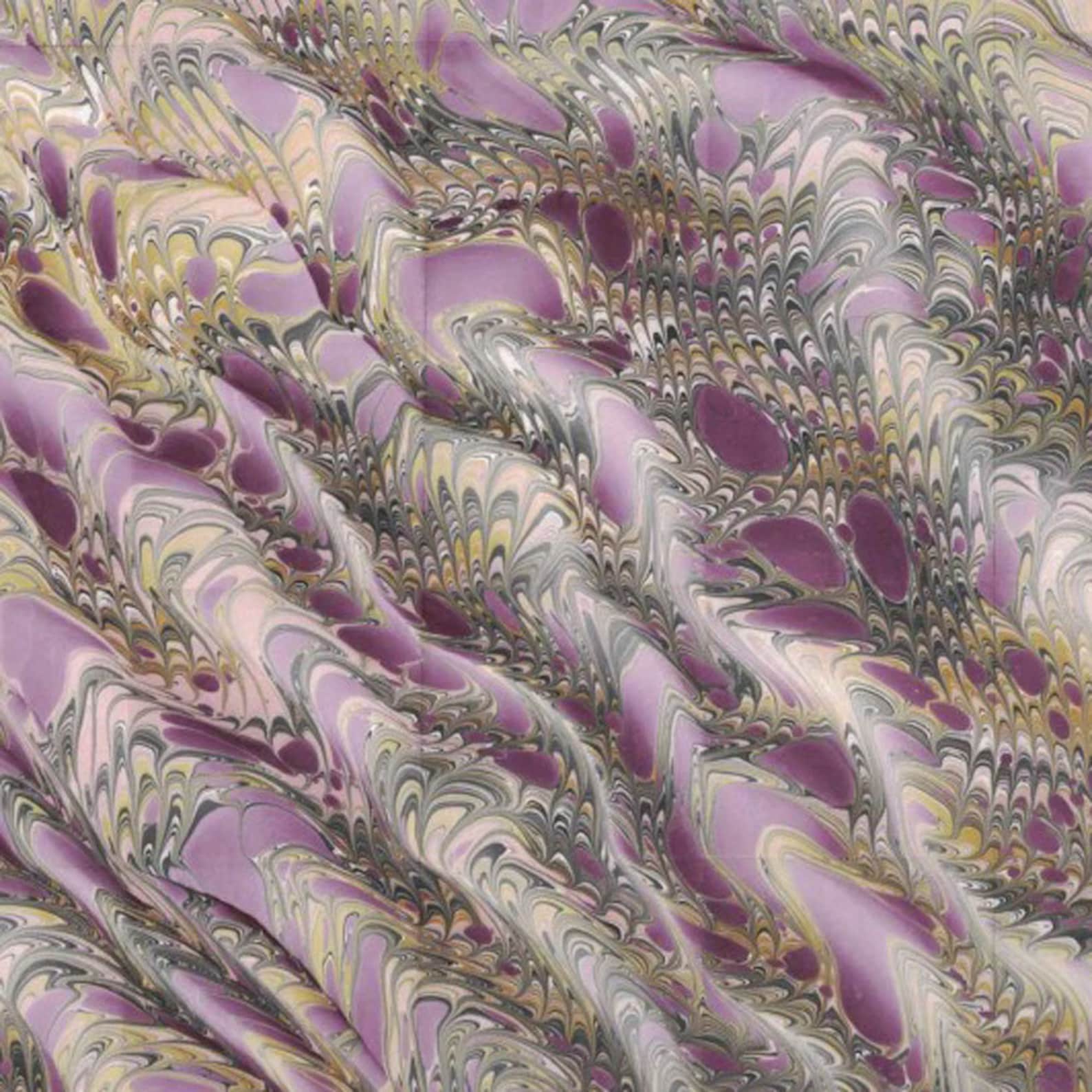 Hand Marbled Paper Dragon Skin Pattern in Purple Ivory ~ Berretti ...