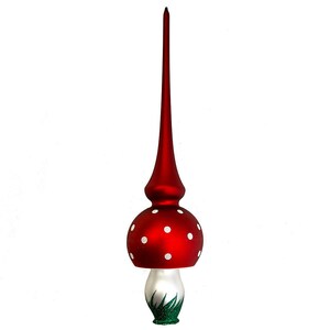 1 Czech Blown Glass Mushroom Tree Topper Christmas Ornament Decoration ...