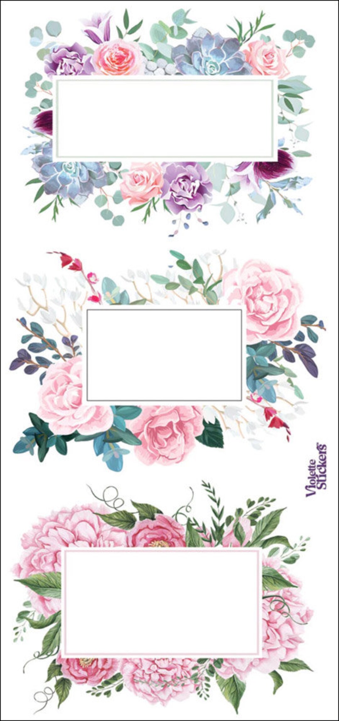 3 Sheets Self Adhesive Floral Labels Name Tags Stickers Colorful ...