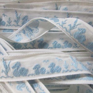 4 Yards Vintage Ducks Trim Jacquard Ribbon White With Blue Cotton ...