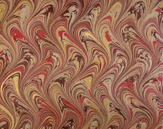 Hand Marbled Paper Combed Pattern in Shades of Red Multi ~ Berretti ...