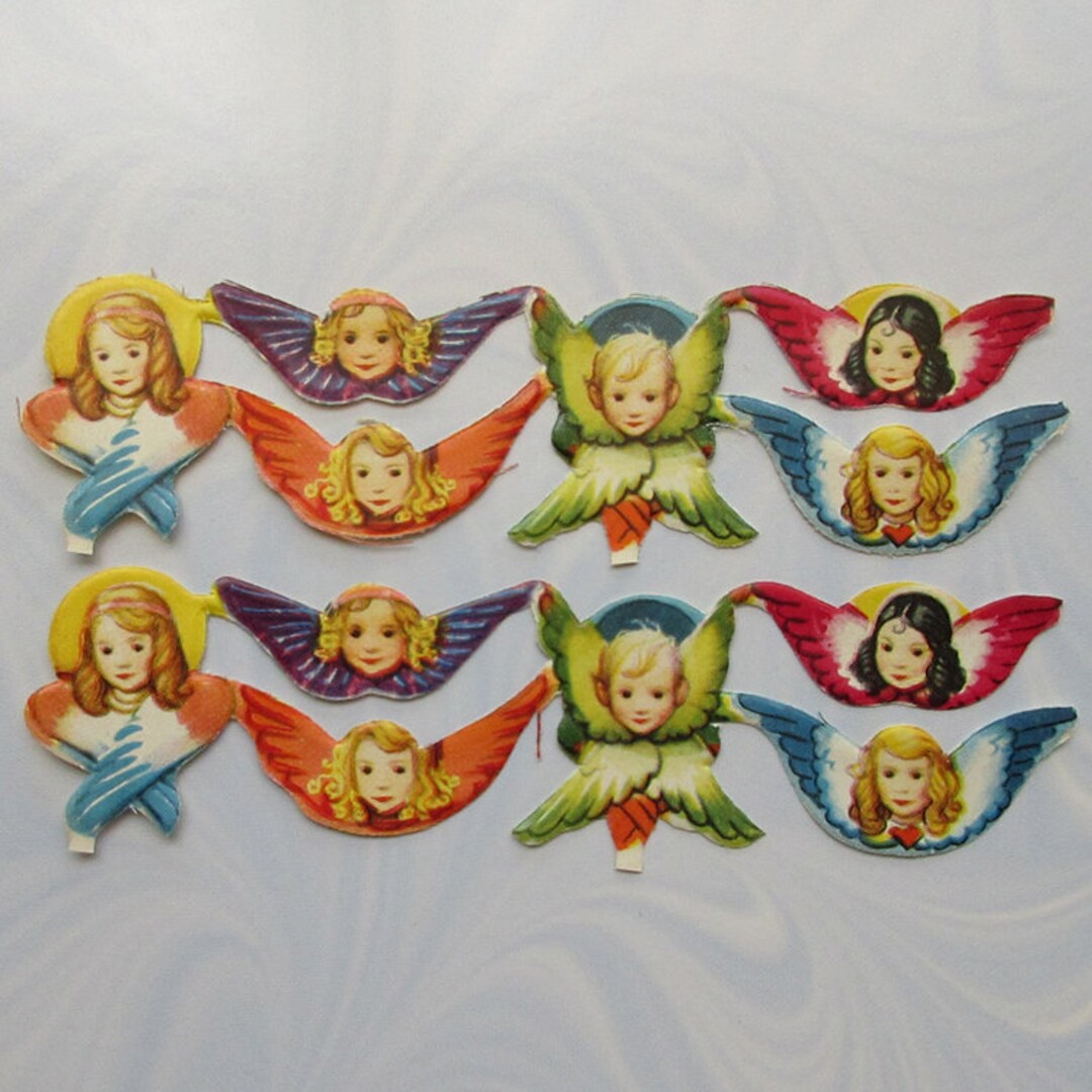 12 Vintage Sweden Angels Heads Head Scraps Christmas Angel Tiny Scrap ...