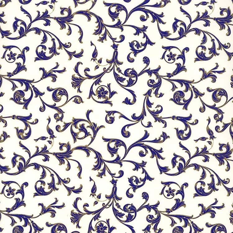 2 Sheets Traditional Italian Florentine Print Paper Dark Blue on off ...