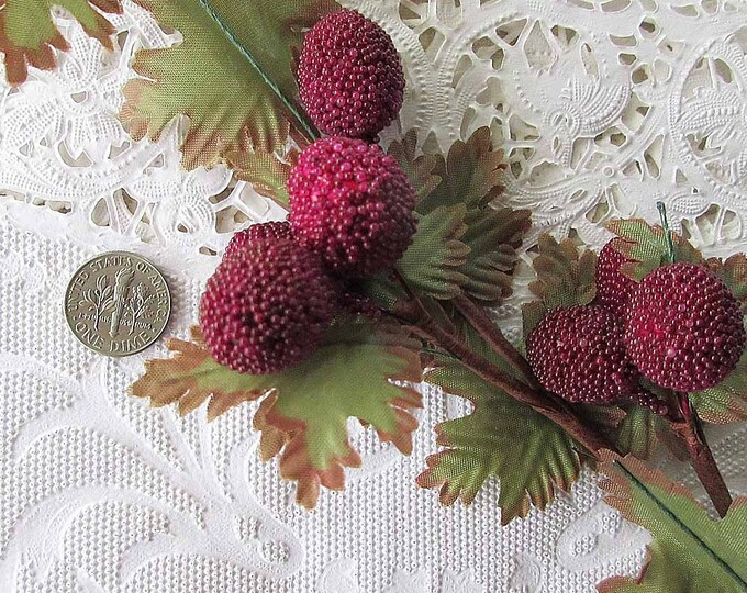 Vintage Germany Berry Branch Fruit Millinery Leaves 10" Long Old Store ...