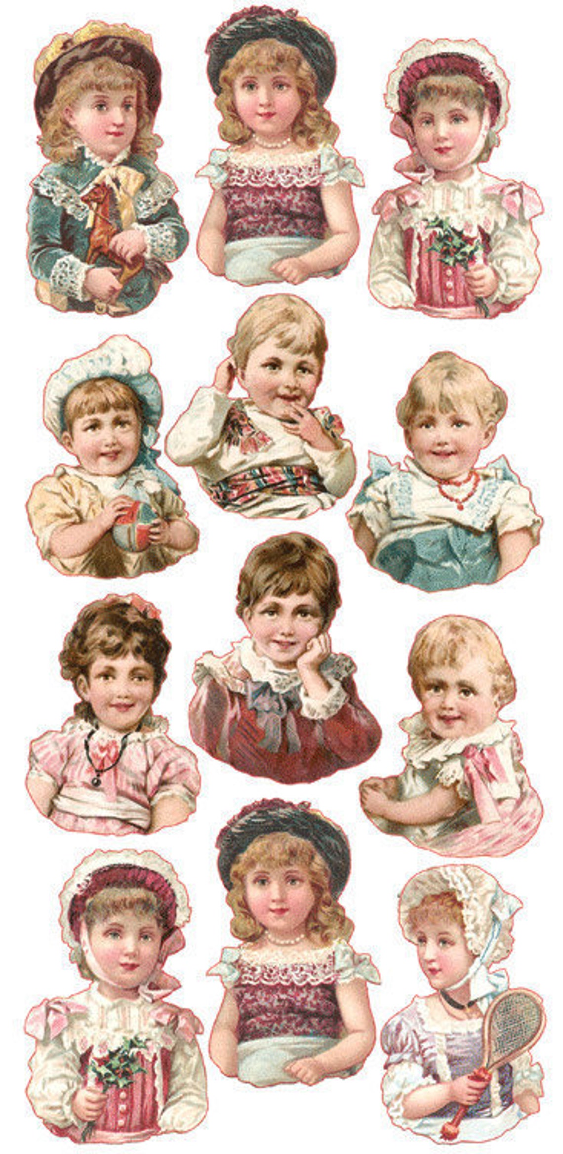 3 Sheets Self Adhesive Victorian Children Stickers Colorful | Etsy