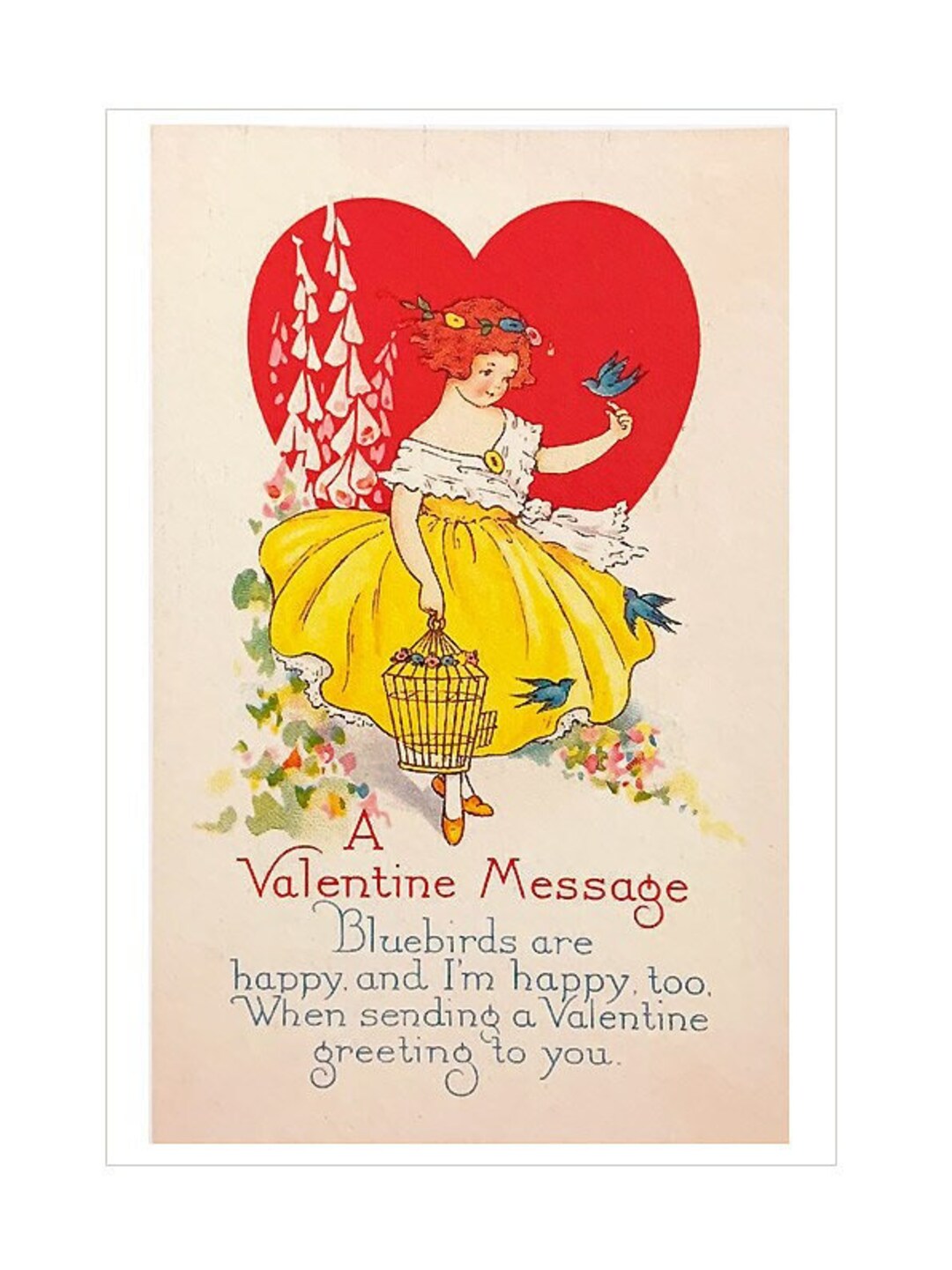 5 Valentines Holland Dutch Postcards Vintage Style Five Matching ...
