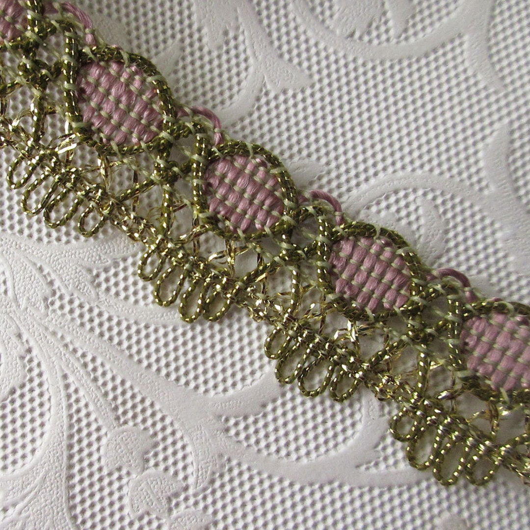 3 Yards Vintage Metallic Trim Ribbon 1 Wide Lilac & Gold Very Fancy Old ...