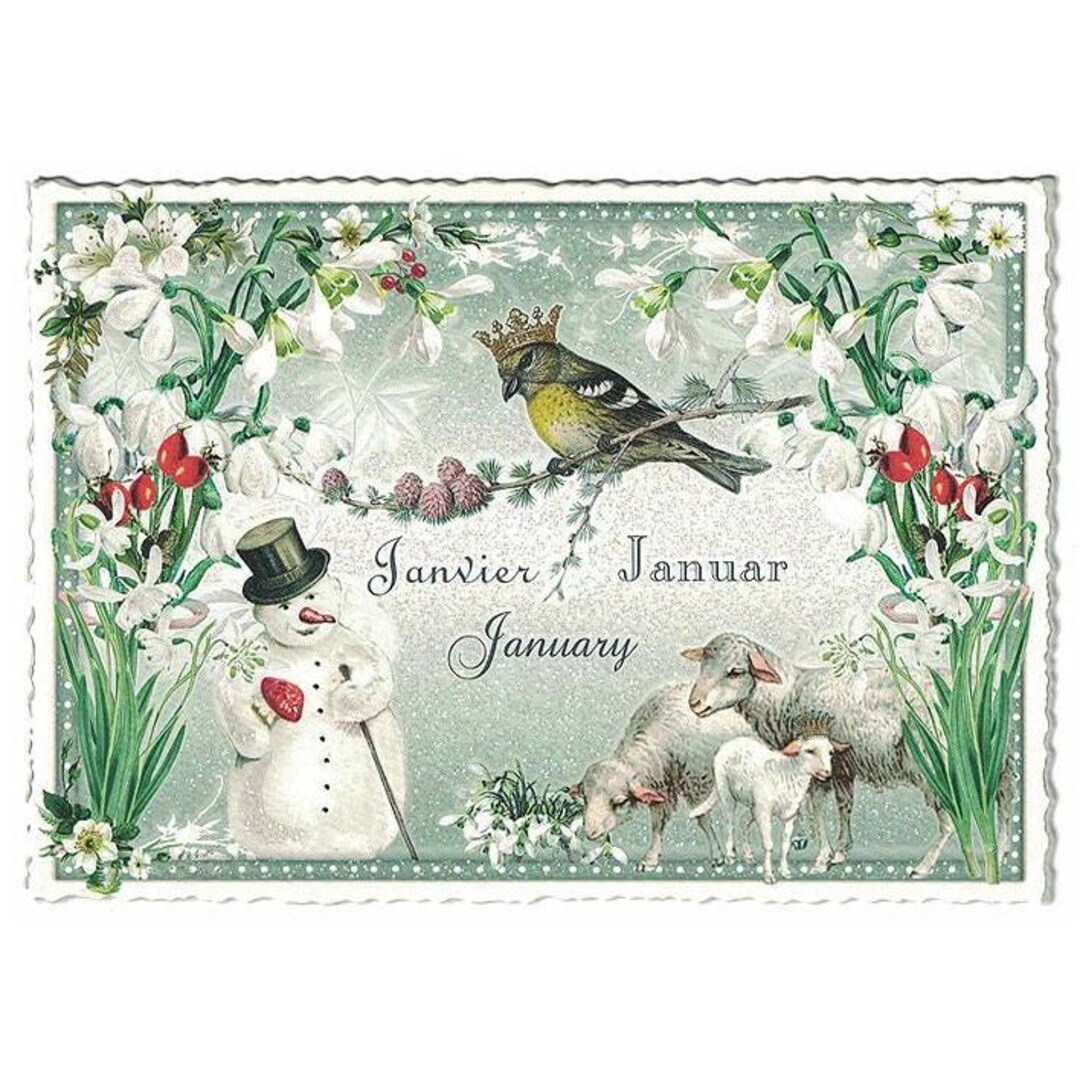 From Germany 5 Postcards Month of January Five Matching German Cards ...