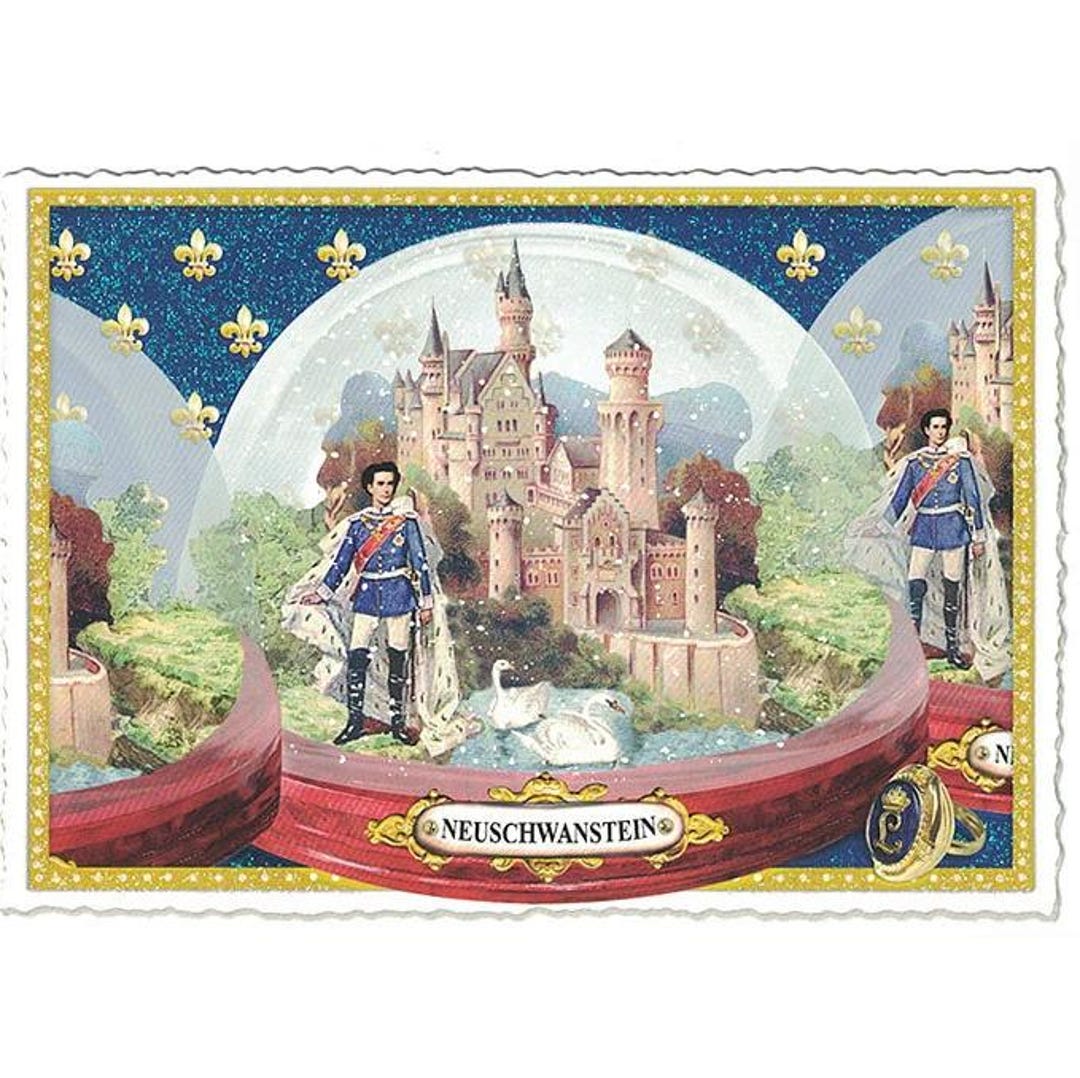 5 Germany Postcards Neuschwanstein Castle Flowers Collage Five Matching ...