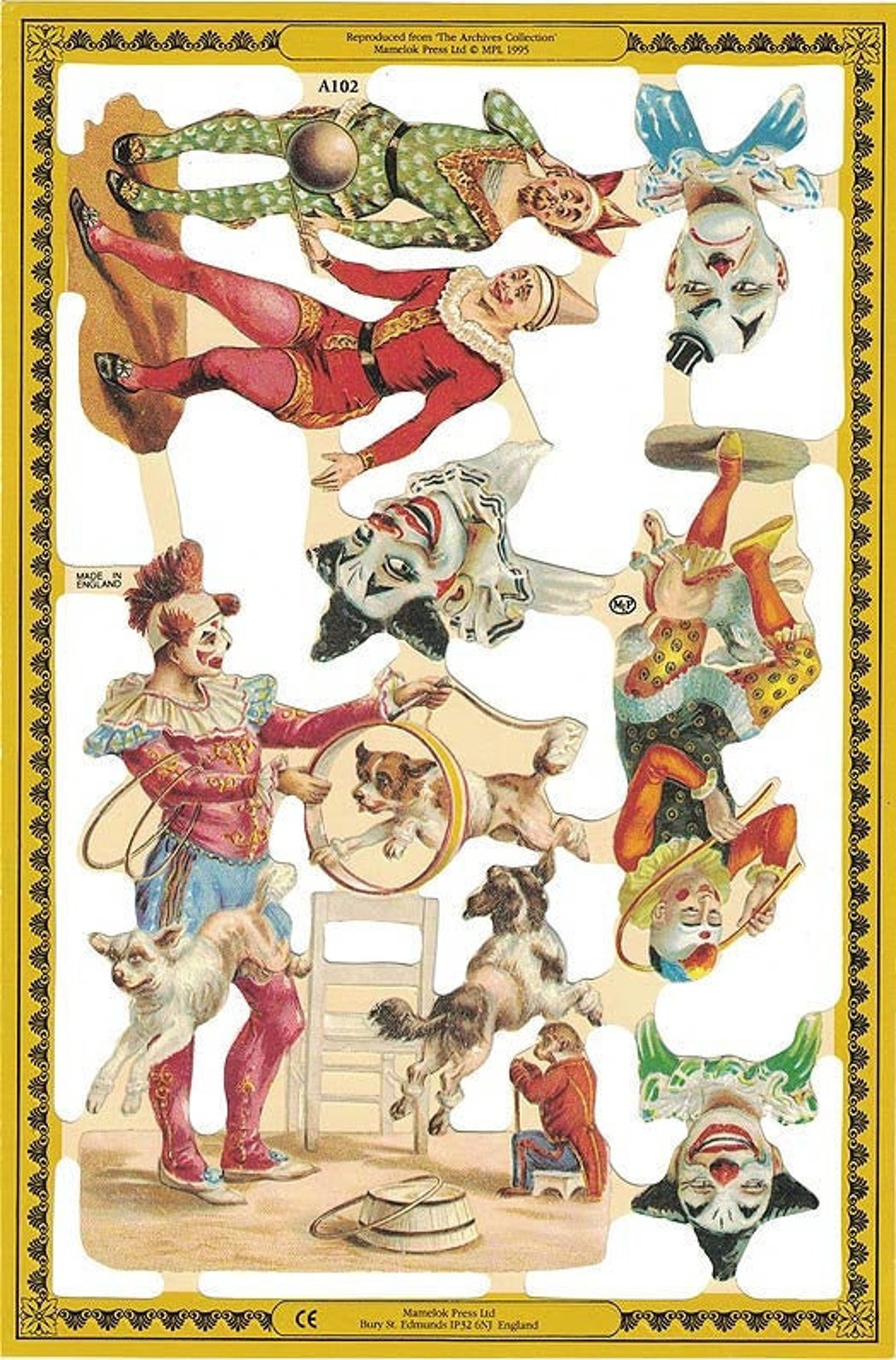 England Vintage Victorian Circus Clowns Lithographed Die Cut - Etsy