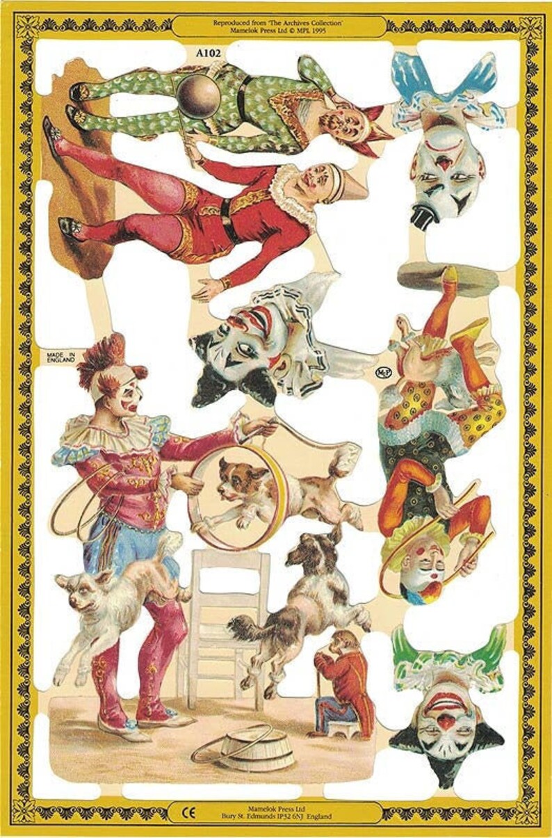 England Vintage Victorian Circus Clowns Lithographed Die Cut - Etsy UK