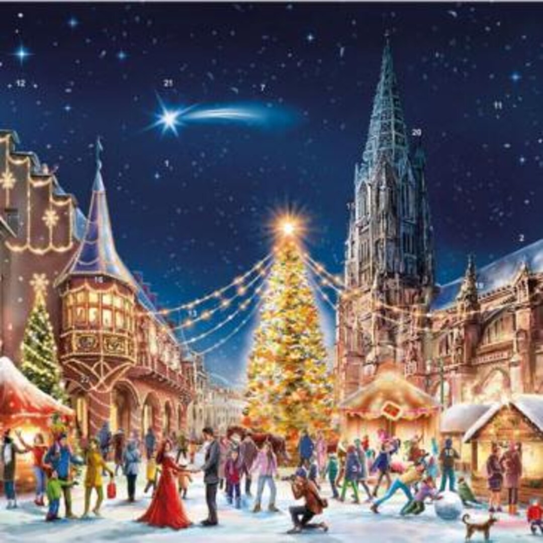 Germany Advent Calendar Christmas at Freiburg Munster 16-1/2" X 11-1/2 ...
