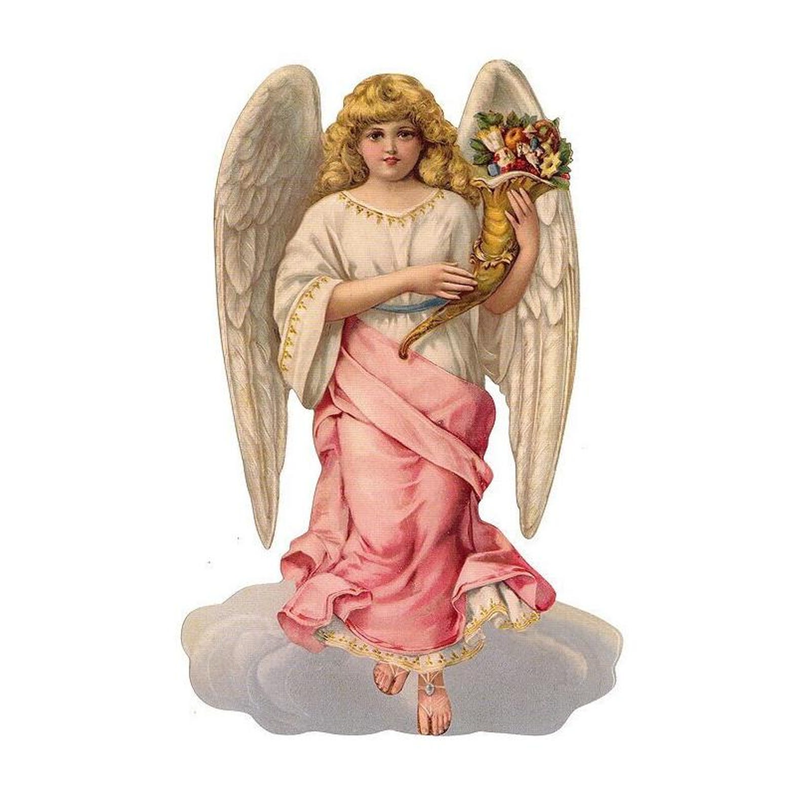 2 Large Scraps of Pink Victorian Christmas Angel Germany 5170 X2 - Etsy