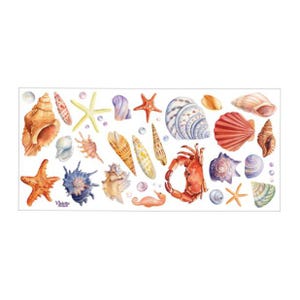3 Sheets Self Adhesive Sea Life Shells Stickers Colorful Scrapbooking ...