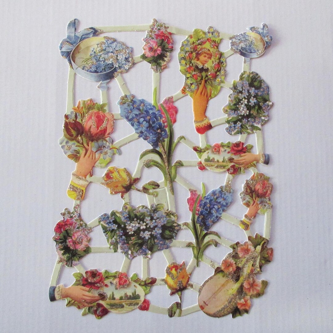 Vintage Holland Paper Lithographed Die Cut Glittered Netherlands Scraps ...