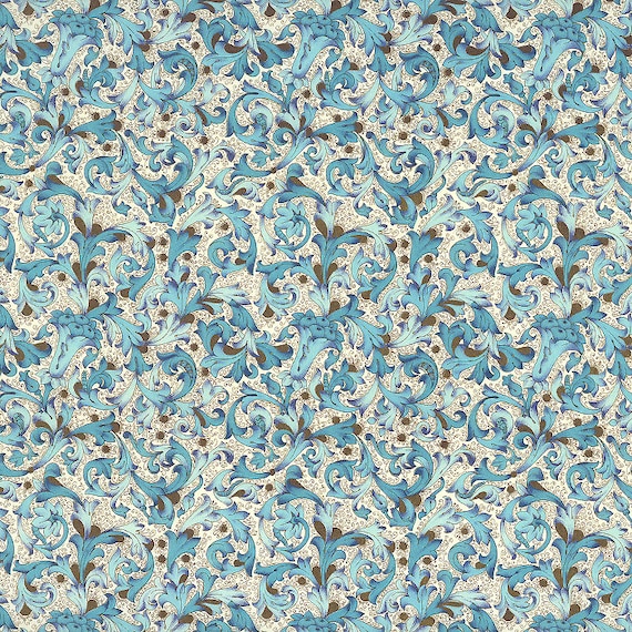 2 Sheets Traditional Florentine Print Italian Paper in Blue | Etsy