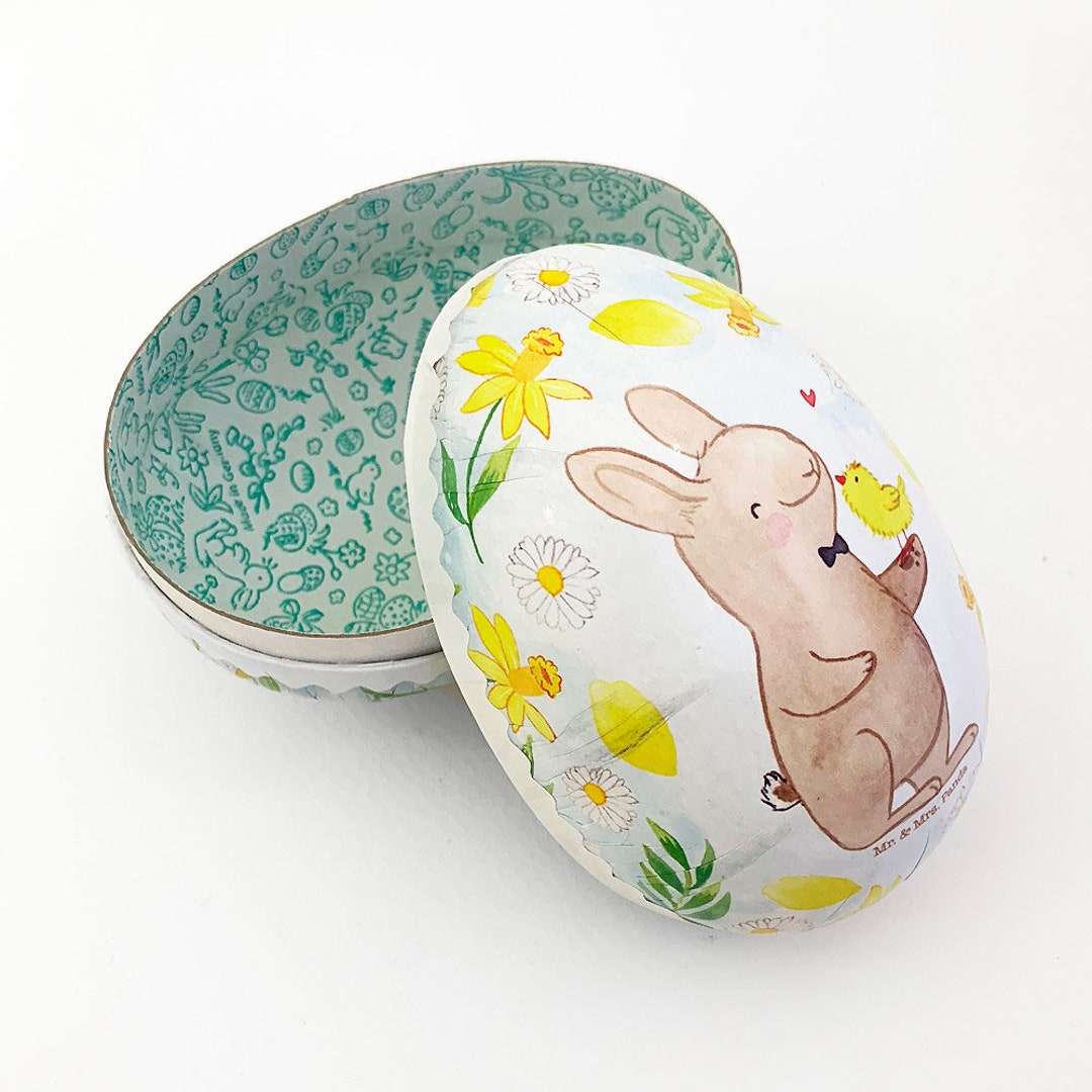 From Germany 4-1/2" New Papier Paper Mache Easter Egg Box Bunny Rabbit ...