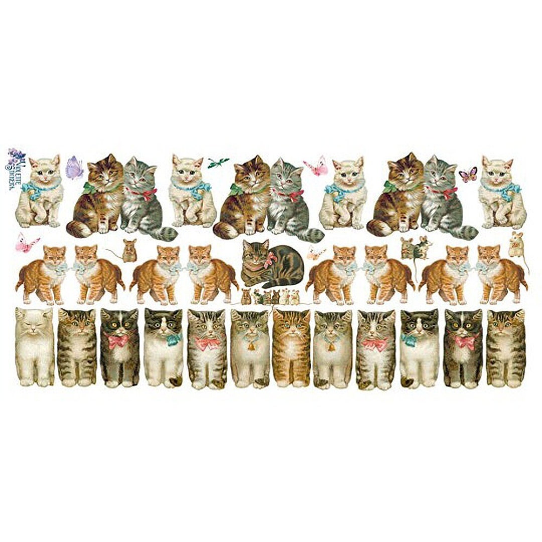 3 Sheets Self Adhesive Cats Kittens Stickers Colorful Scrapbooking ...
