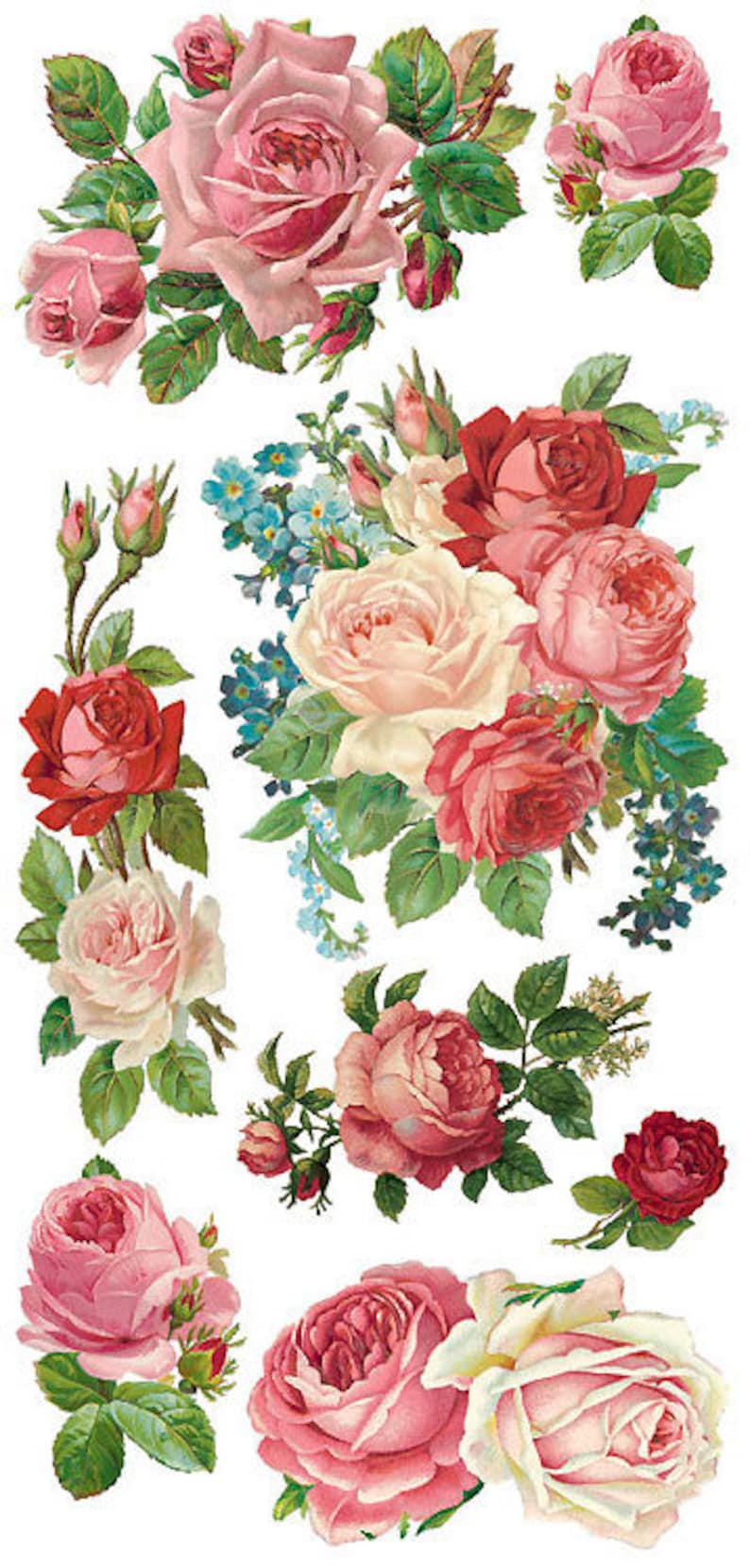 3 Sheets Self Adhesive Roses Stickers Colorful Scrapbooking | Etsy