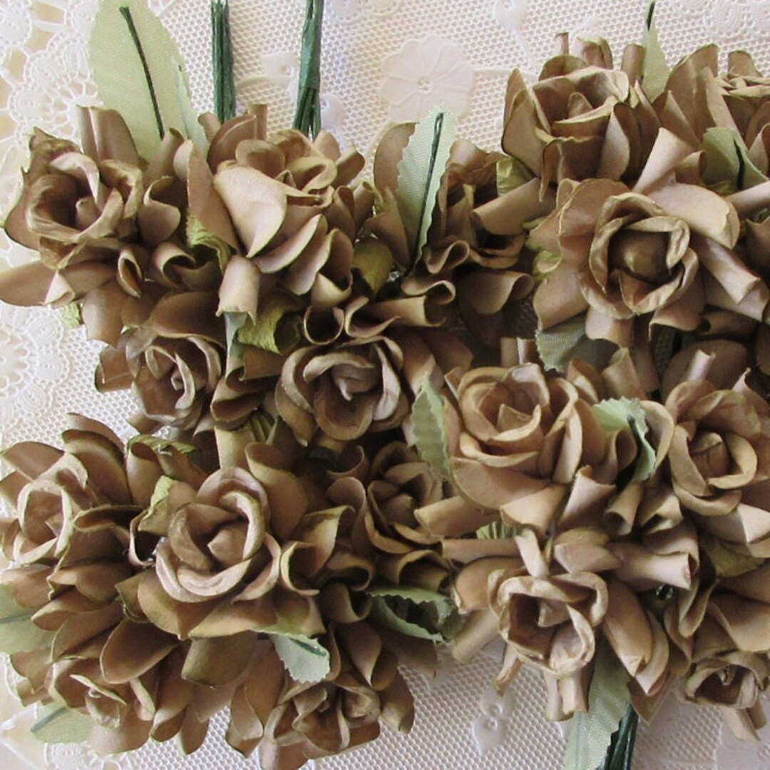 Paper Flowers 30 Millinery Country Roses Stone Brown ~ 6 Bundles - Etsy