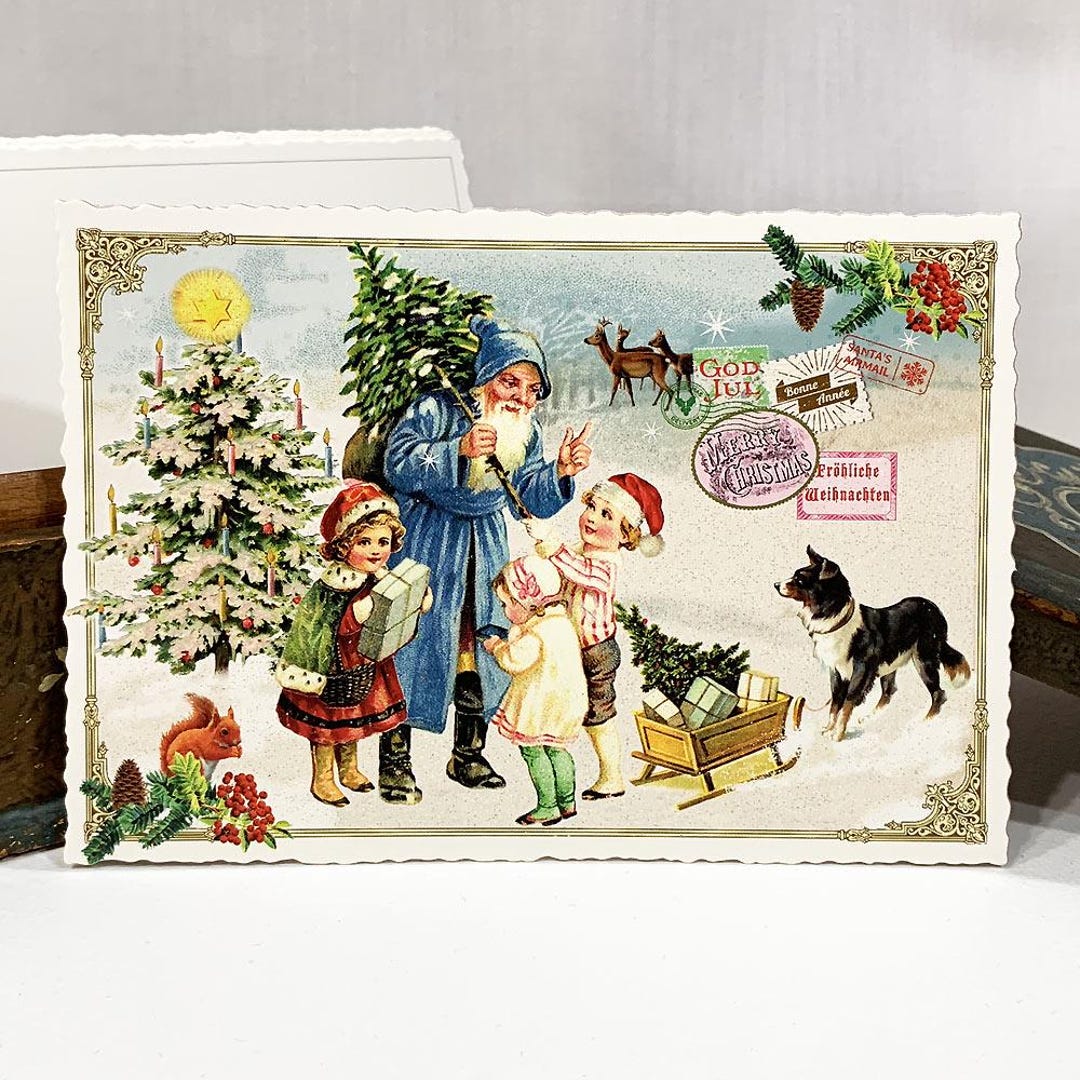 5 Germany Postcards Victorian Santa Children Christmas Tree Five ...