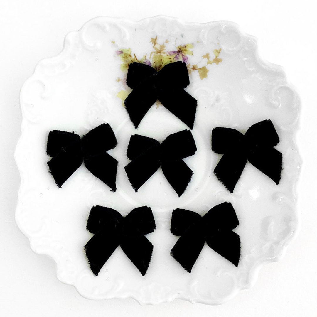 12 Velvet Ribbon Bows Hand Sewn Black VB21 X2 - Etsy
