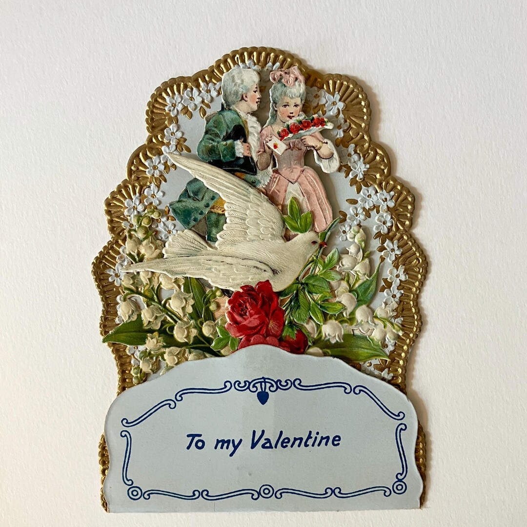 Vintage 1930s Germany Valentine Card Pull Down Marie Antoinette Die Cut ...