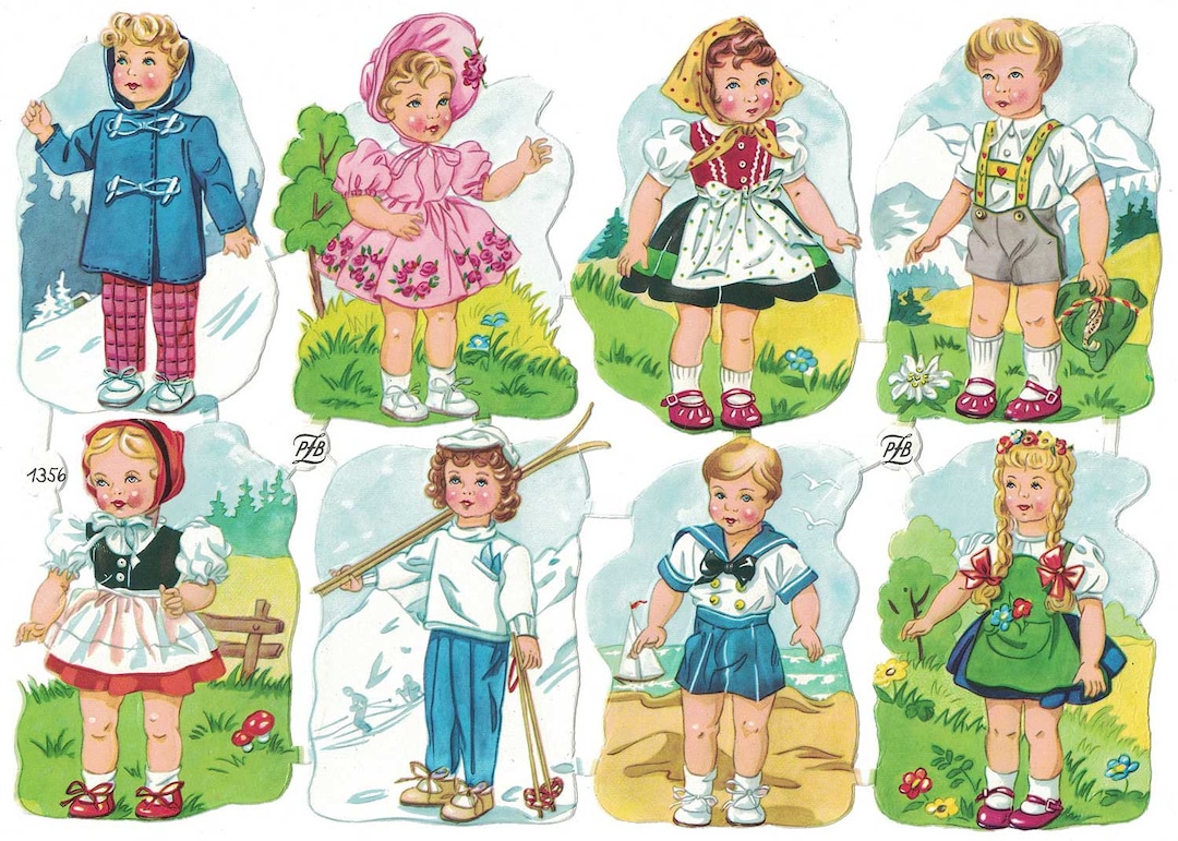 Vintage PZB Germany Paper Scraps Lithographed Die Cut Sweet Children ...