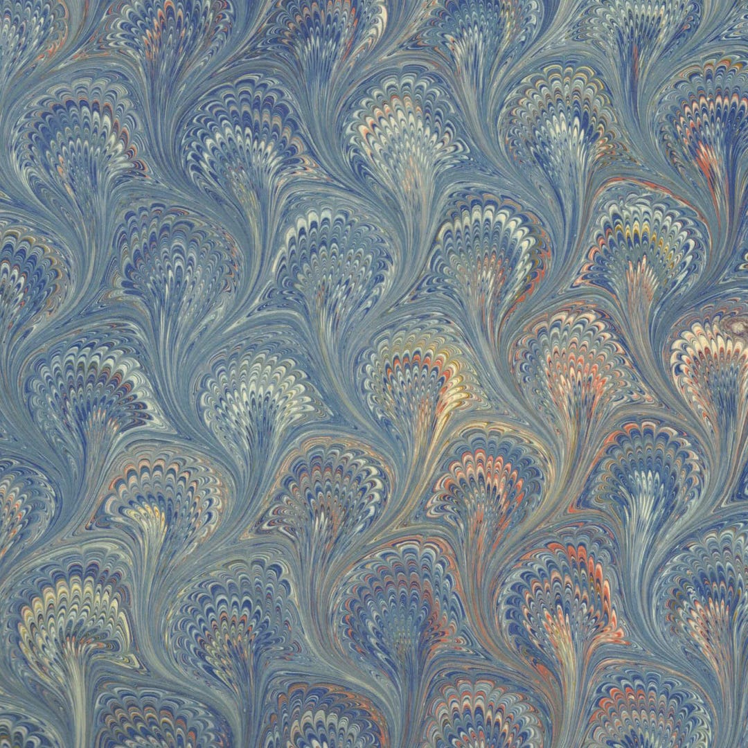 From Italy Hand Marbled Paper Peacock Pattern in Blues ~ Berretti ...
