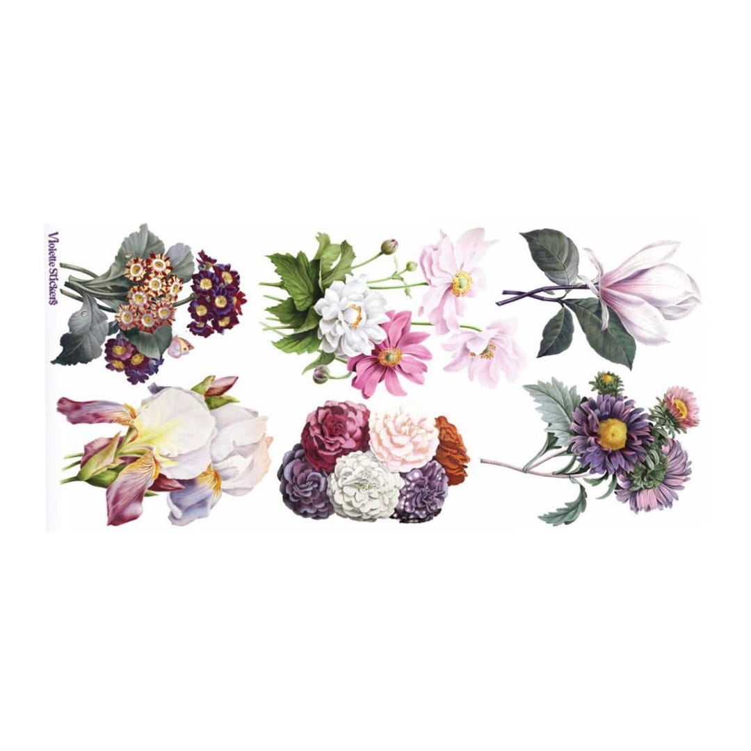 3 Sheets Self Adhesive Fancy Florals Stickers Colorful Scrapbooking ...