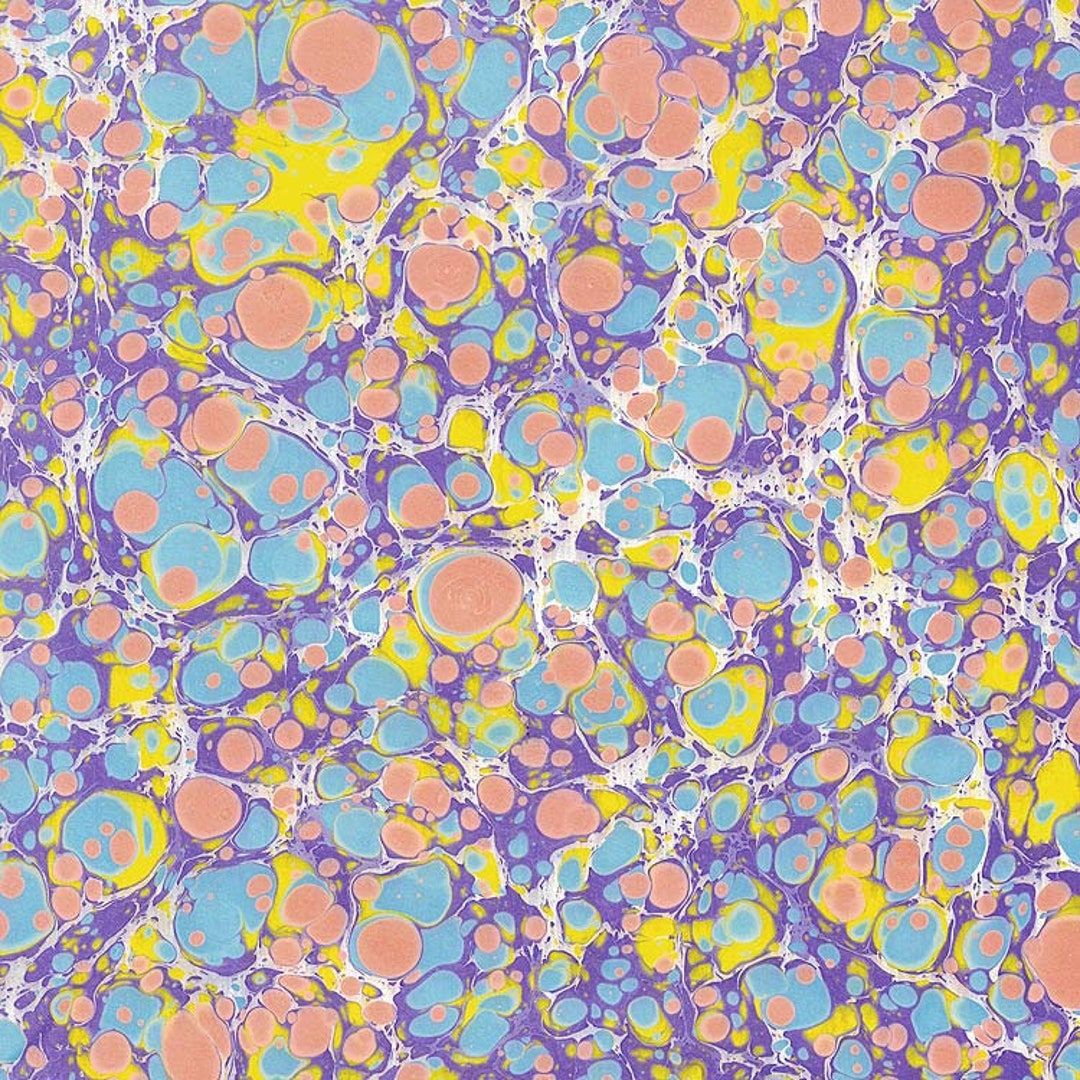 Italian Hand Marbled Paper Stone Marble Pattern in Purple and Orange ...