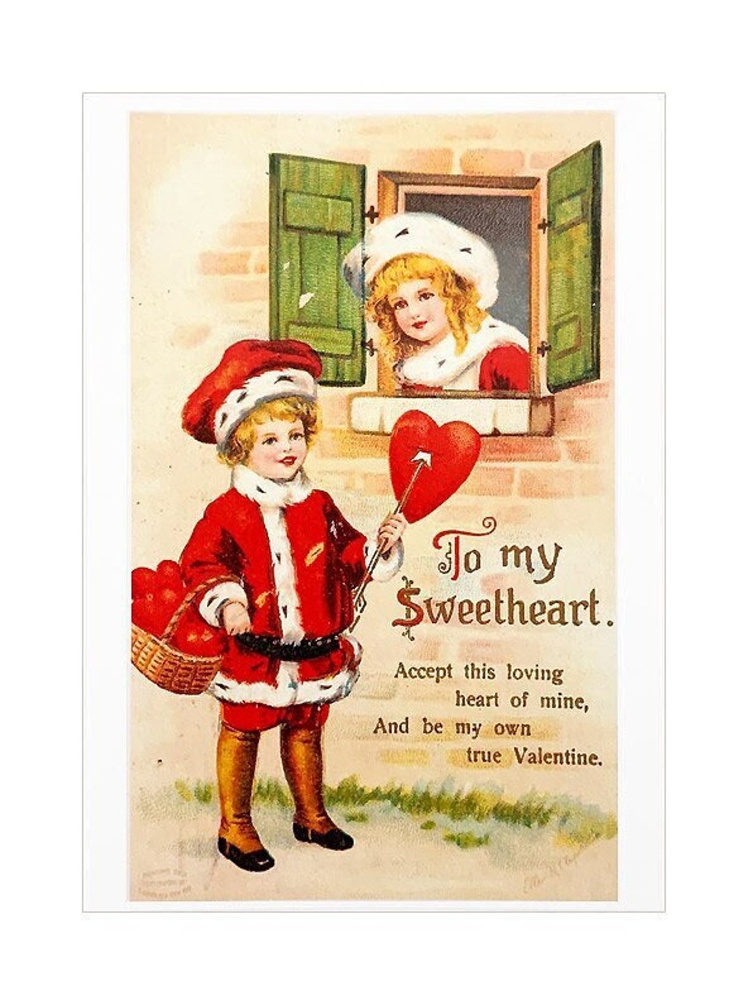 5 Valentines Holland Dutch Postcards Vintage Style Five Matching ...