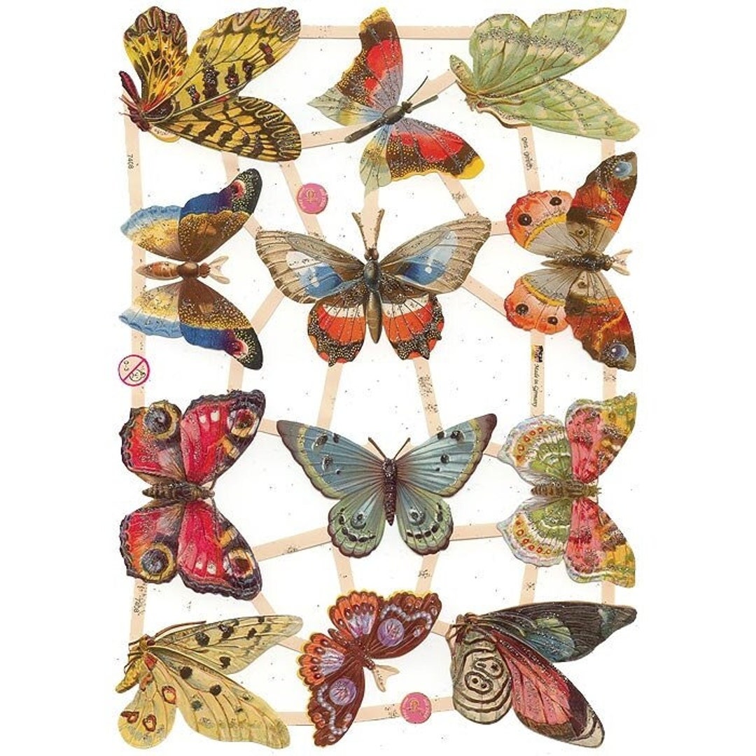 Glittered Scraps Butterfly Germany Die Cut Victorian Butterflies G7408G ...