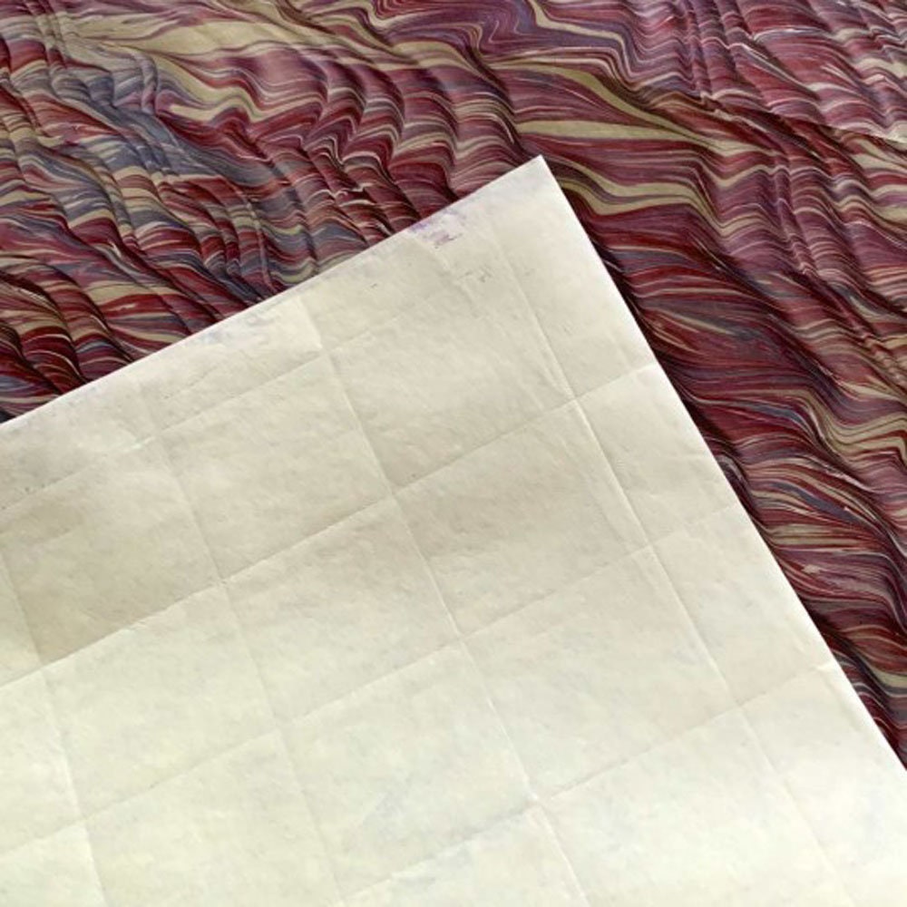 From Italy Hand Marbled Paper Moire Pattern in Burgundy Ivory ...