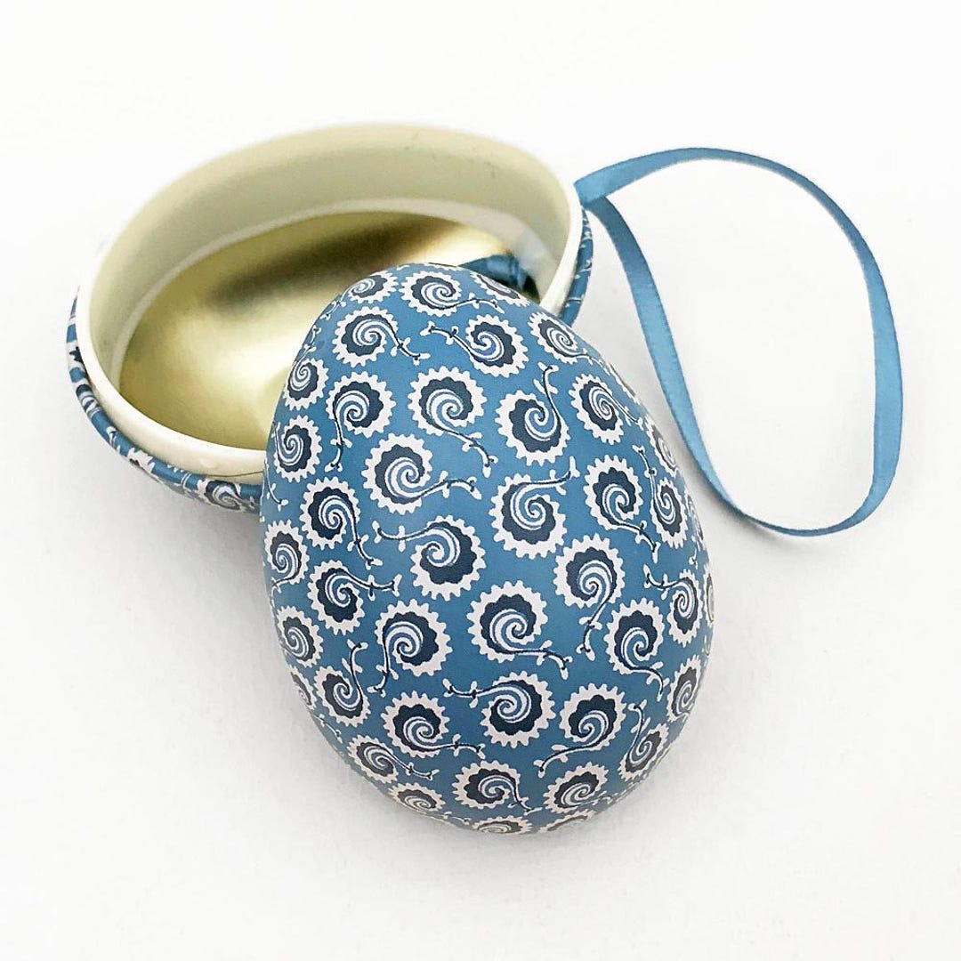 From England Tin Metal Easter Egg Blue Box Ornaments 2-3/4" TEG262 - Etsy