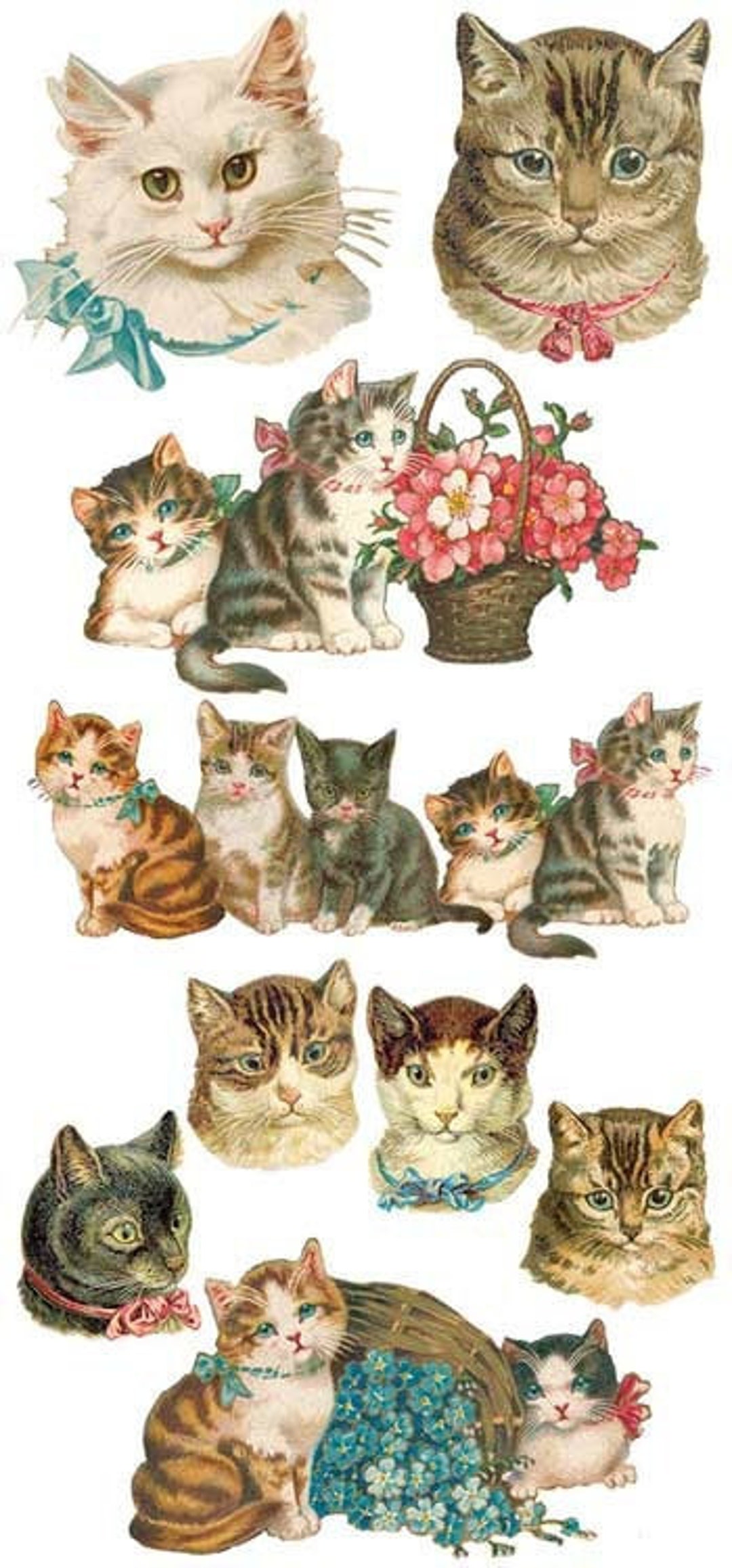 3 Sheets Self Adhesive Cat Kittens Stickers Colorful Scrapbooking ...