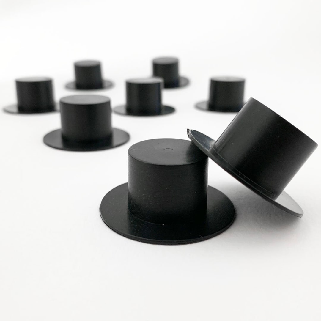 8 Black Largest Miniature Plastic Snowman Top Hats 1-5/8"x3/4" HAT010 ...