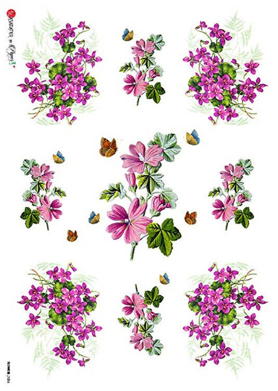 2 Sheets Italy Rice Paper Decoupage Purple Violets RCP-FL-36A - Etsy