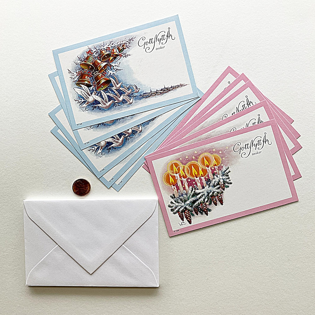From Sweden 10 Swedish Christmas Cards With Envelopes 2 Designs Happy ...